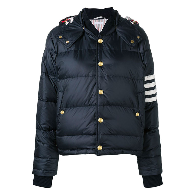 23FW 톰브라운 / 남성 4선 다운 후드 패딩 자켓 네이비 MJD061X 05411 415 STK :: 구하다
