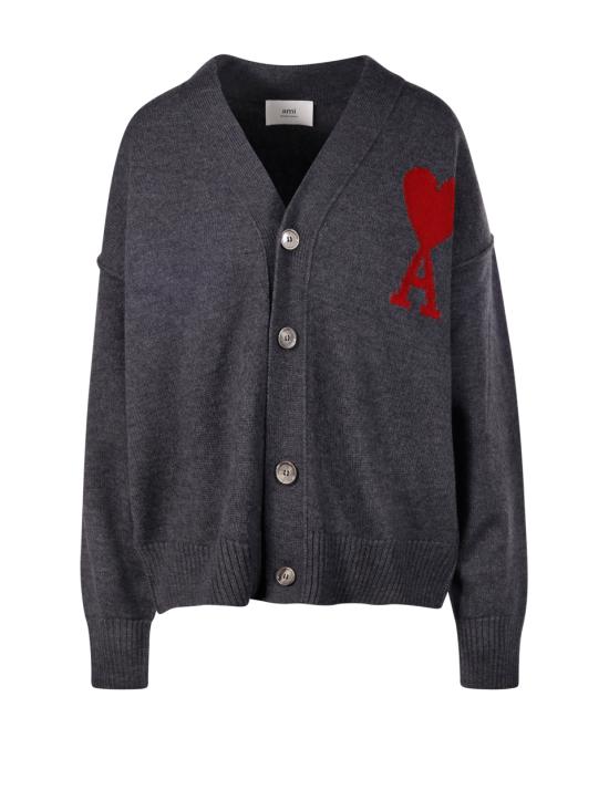 AMI PARIS(아미 파리) 24SS 아미 가디건 BFUKC006 018 084 HEATHER GREY RED | S.I ...